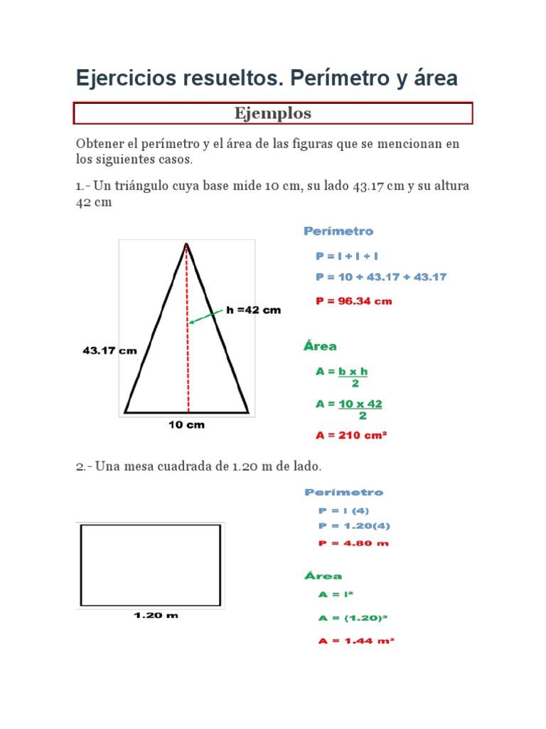 Ejercicos de Perimetros y Areas | PDF