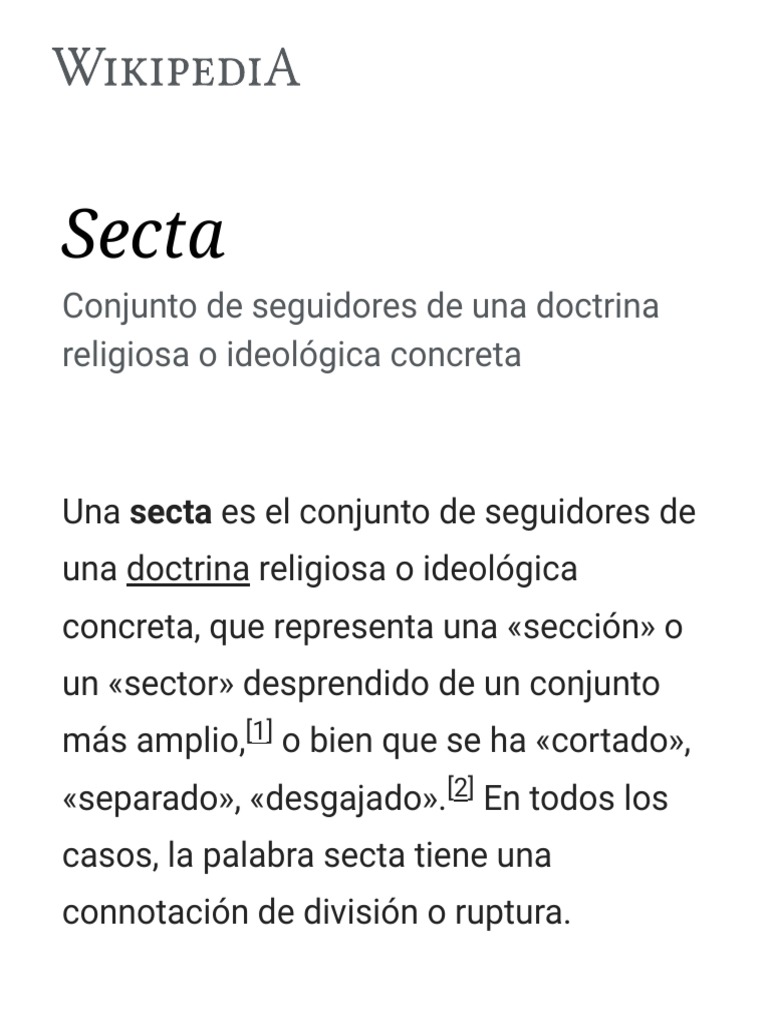 Secta Definición | PDF | Secta | Religión y creencia