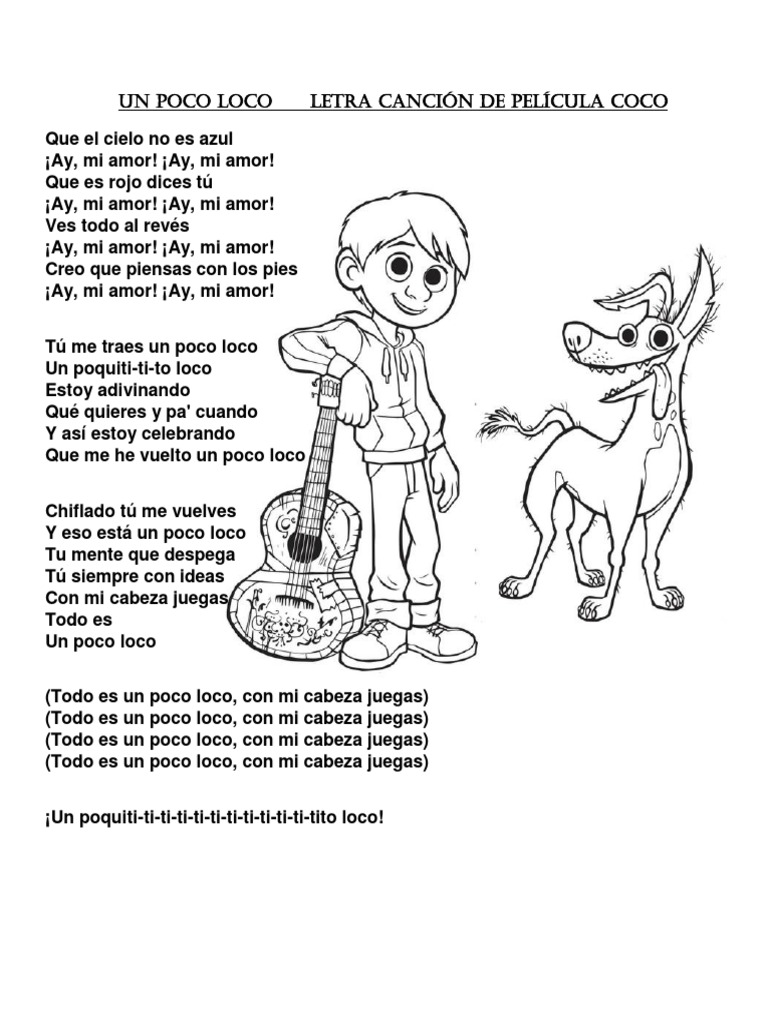 Un Poco Loco Letra Canción de Película COCO | PDF