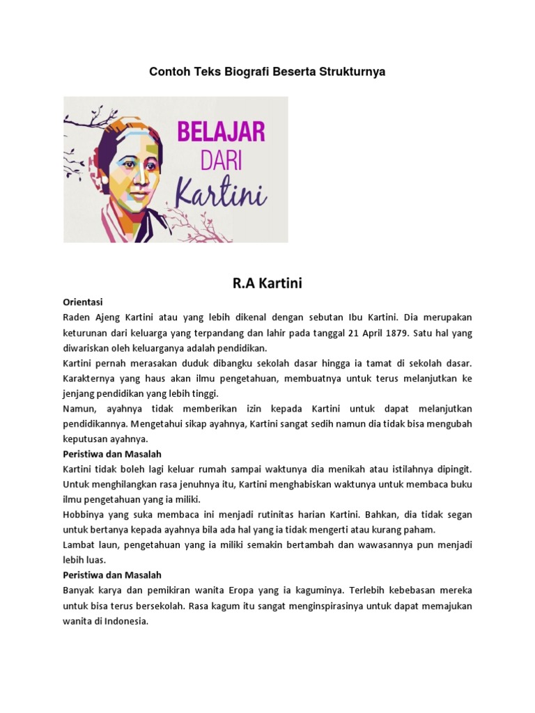 Contoh Teks Biografi Beserta Strukturnya | PDF
