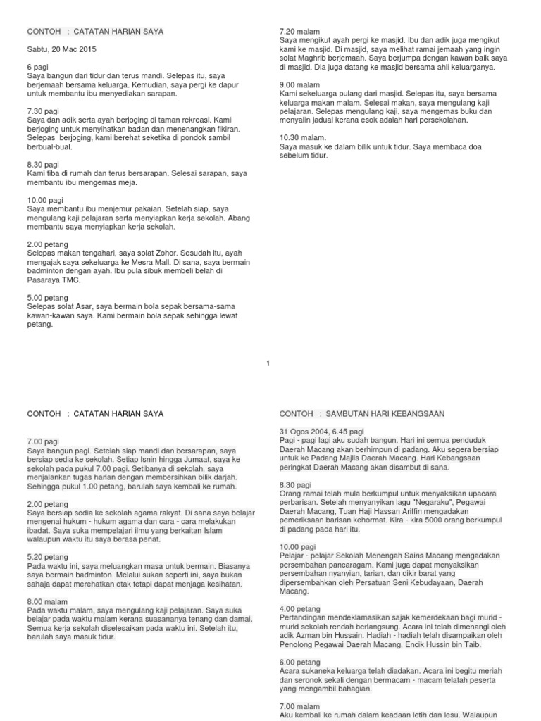 Contoh Karangan Catatan | PDF