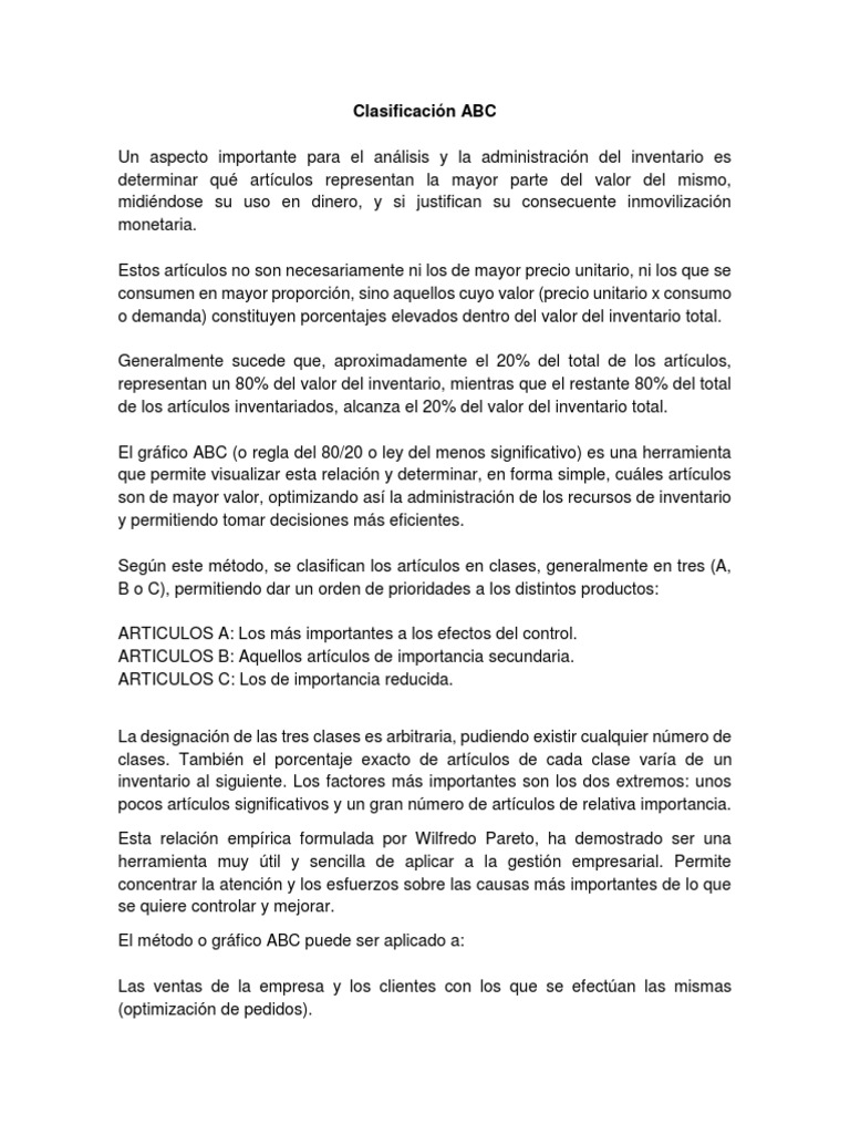 Clasificación ABC | PDF | Inventario | Toma de decisiones