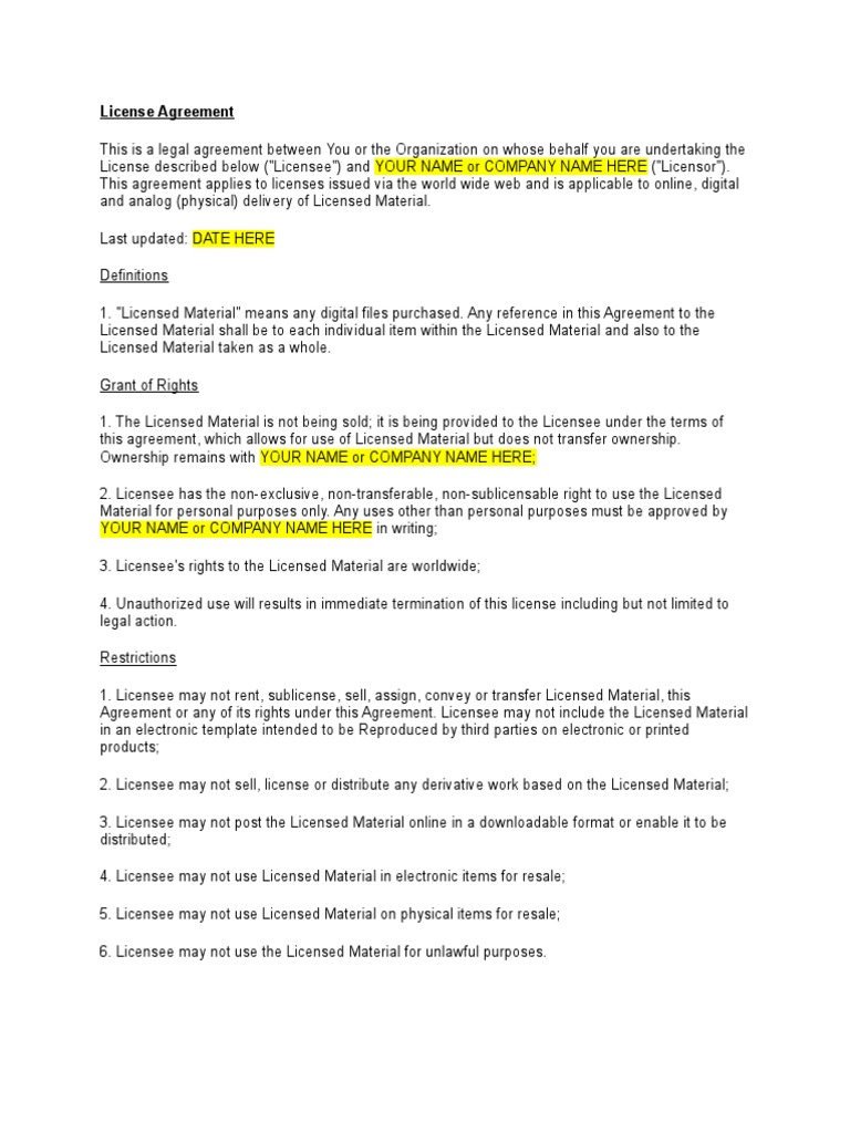 Sample Digital Content License Agreement | PDF | License | Civil Law ...