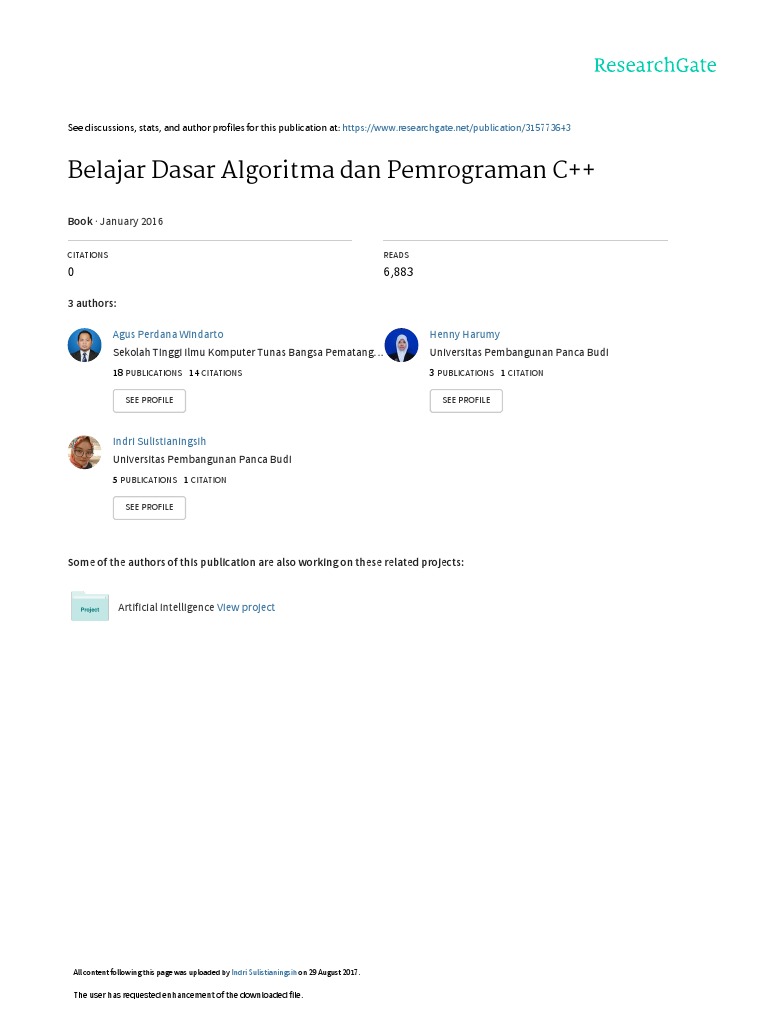 Belajar Dasar Algoritma Dan Pemrograman C | PDF | Seni
