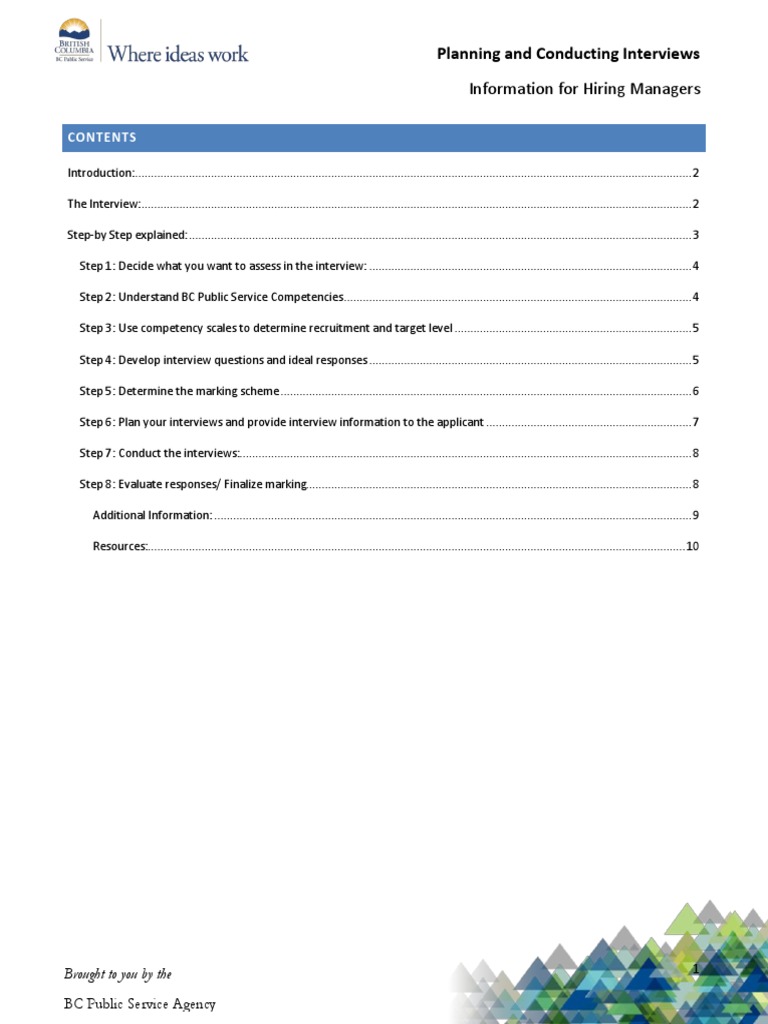 Planning Conducting Interview Guidelines | PDF | Job Interview ...