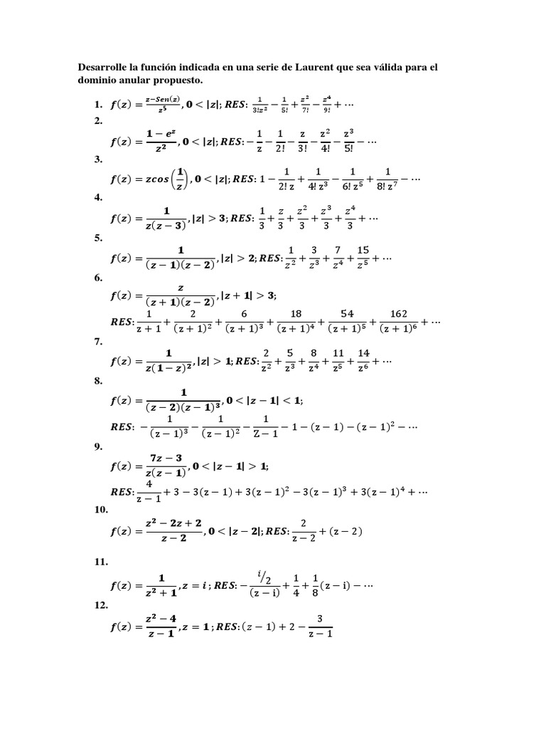 Series de Laurent 30 Ejercicio Grupo 1 AymaraBraceroReyes | PDF