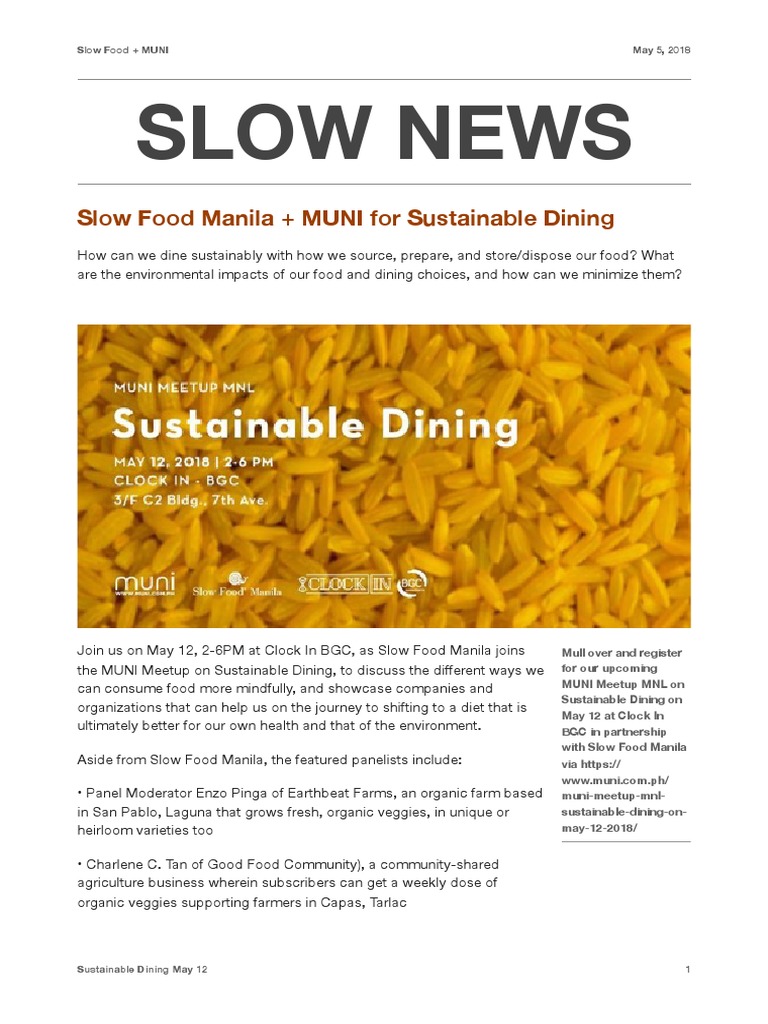 Slow Food and Muni MeetUp | PDF | Foods | Sustainability