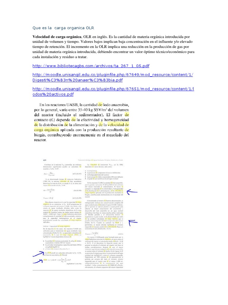 Definición y Uso de OLR en Tratamiento | PDF | Compuestos orgánicos ...