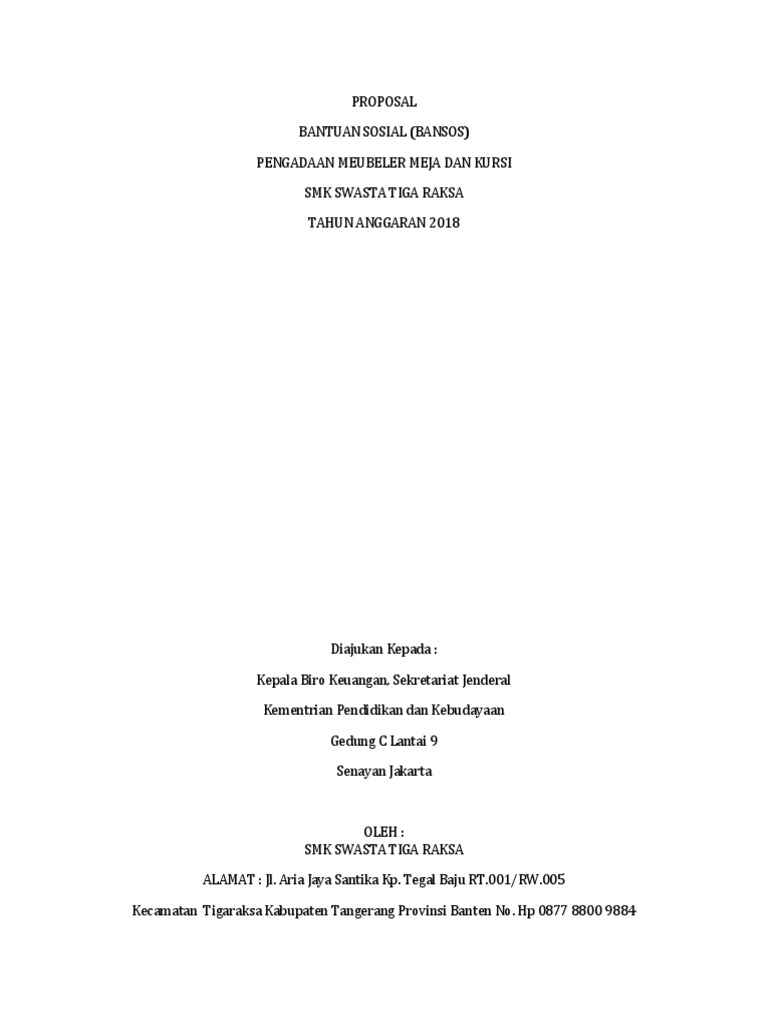 Proposal Pengadaan Meja Dan Kursi | PDF