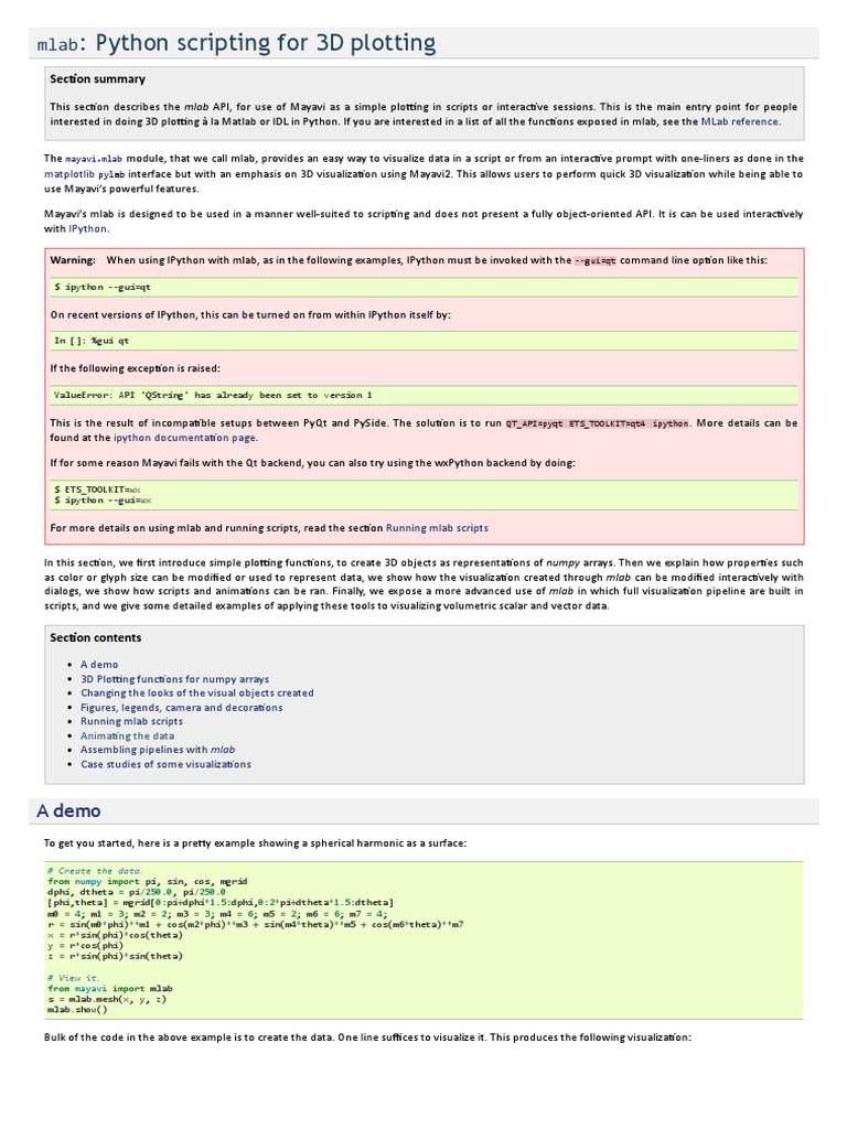 Mlab Python Scripting For 3d Plotting Mayavi 450 Documentation