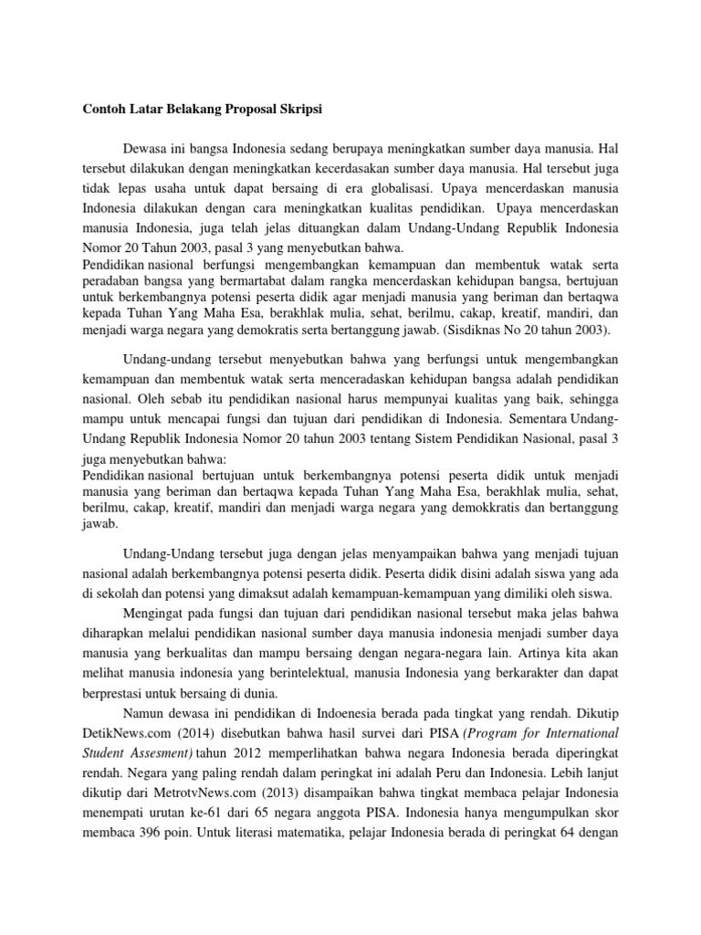 Contoh Latar Belakang Proposal Skripsi | PDF