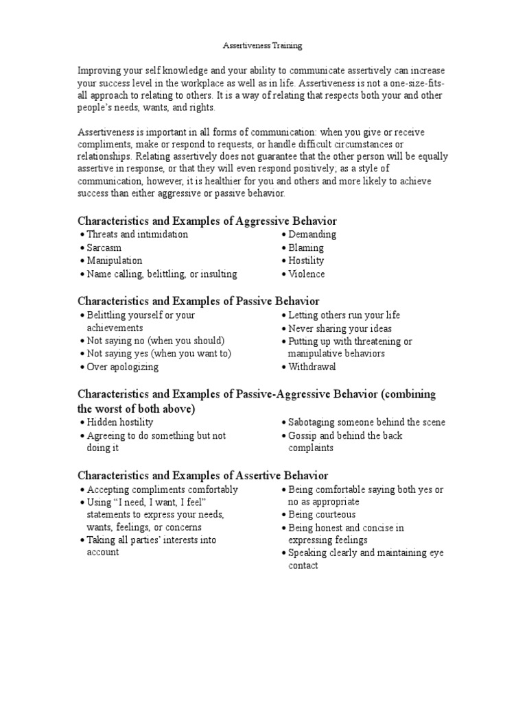 Assertiveness Activity | PDF | Adolescence | Behavioural Sciences