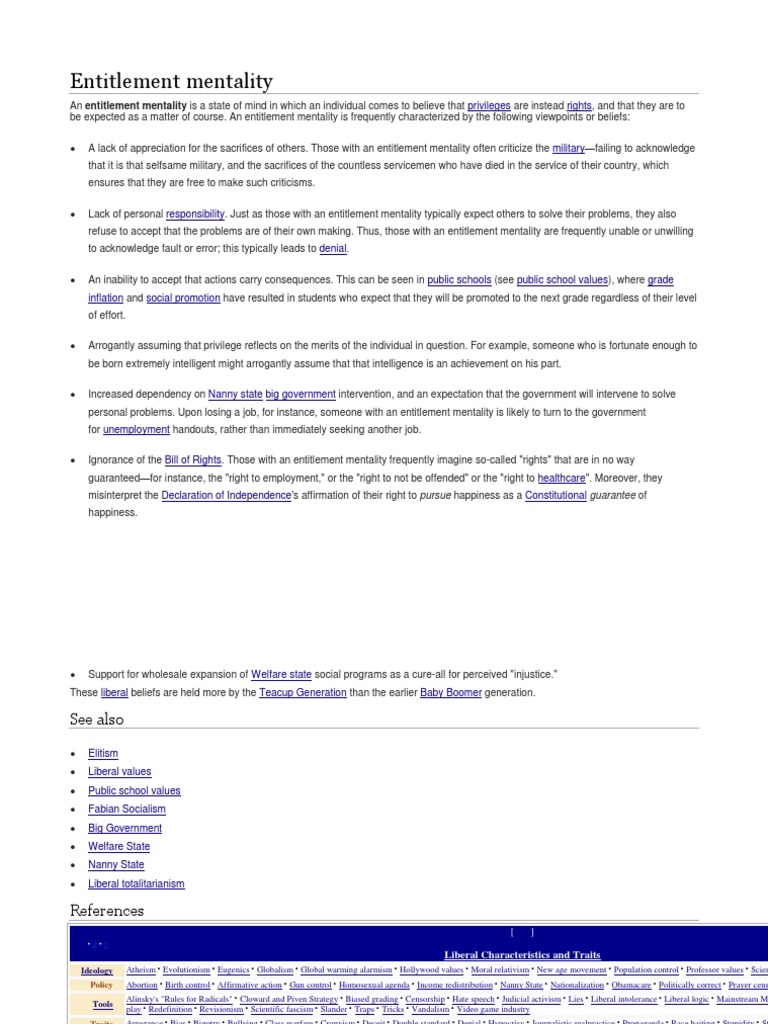 Entitlement Mentality | PDF | Liberalism | Political Theories