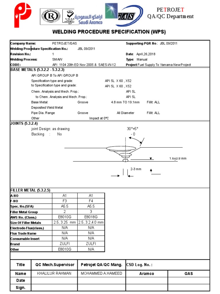 Form Wps JBL09-2011 | PDF | Mechanical Engineering | Joining
