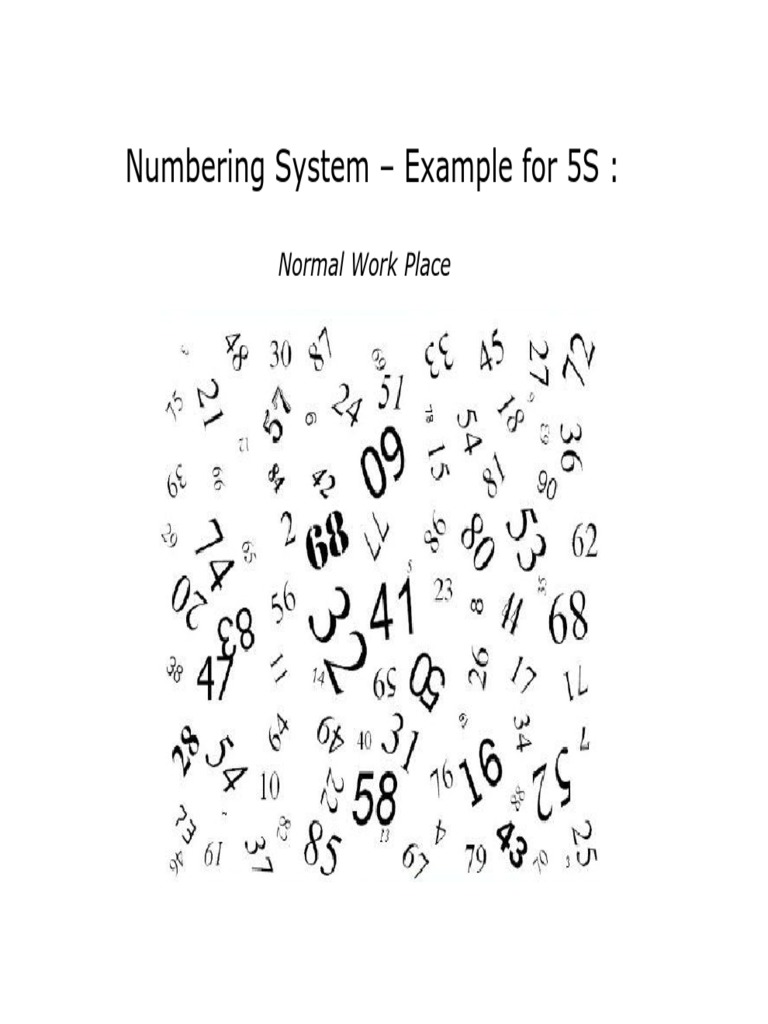 Numbering System - Example For 5S:: Normal Work Place | PDF