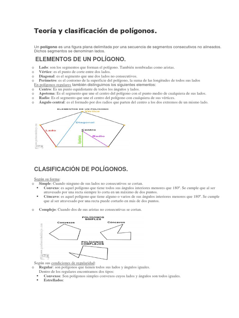 Teoría y Clasificación de Polígonos | PDF | Circulo | Polígono