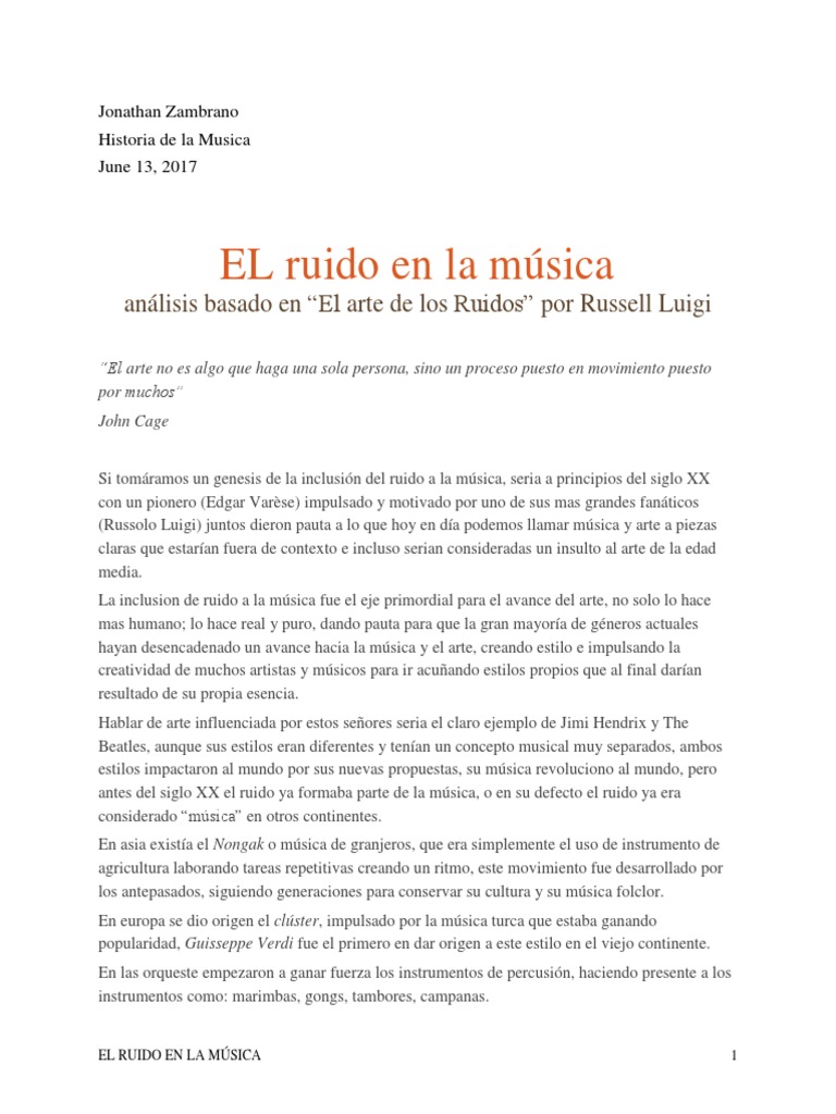 El Ruido en La Musica | PDF | Las artes escénicas | Entretenimiento ...