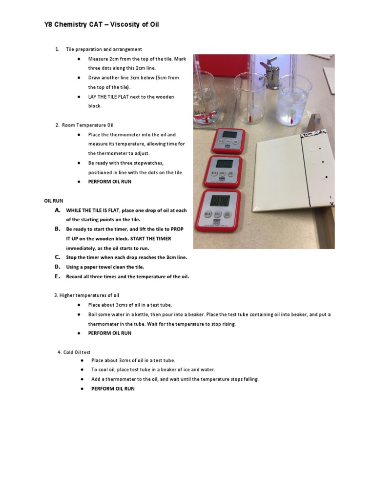 Viscosity of Oil Experiment Guide | PDF
