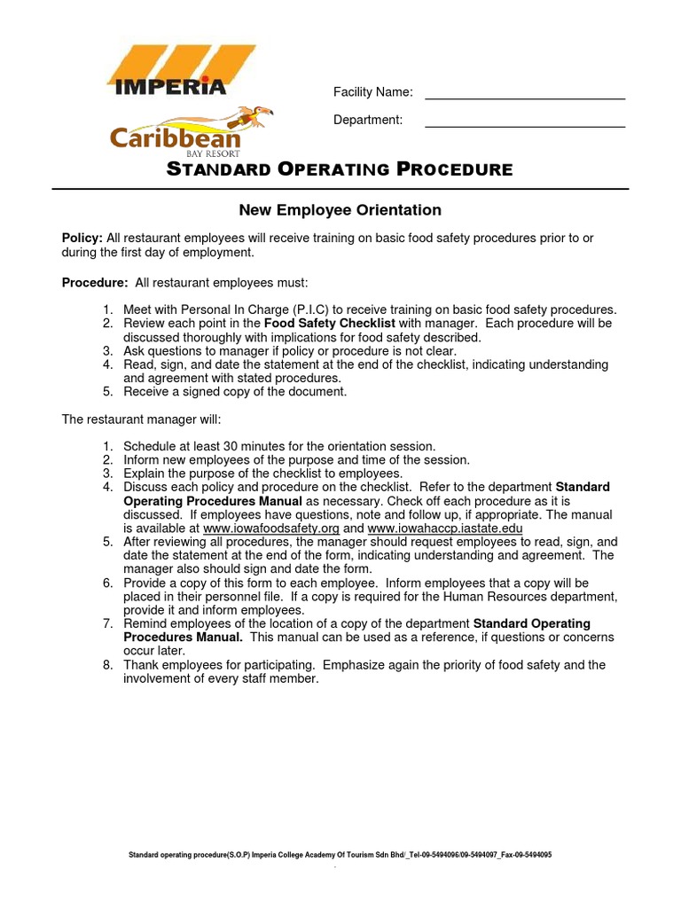 New Employee Orientation | PDF | Food Safety | Employment