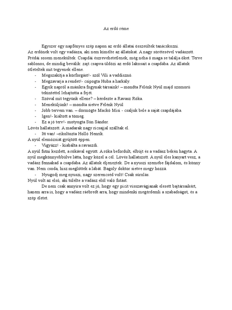 Az Erdő Réme Mese | PDF