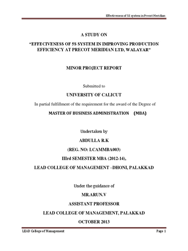 5S System Effectiveness at Precot Meridian | PDF | Lean Manufacturing ...