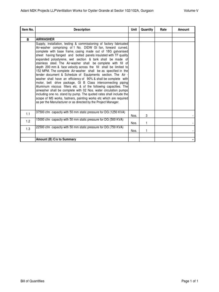Airwasher Boq. | PDF