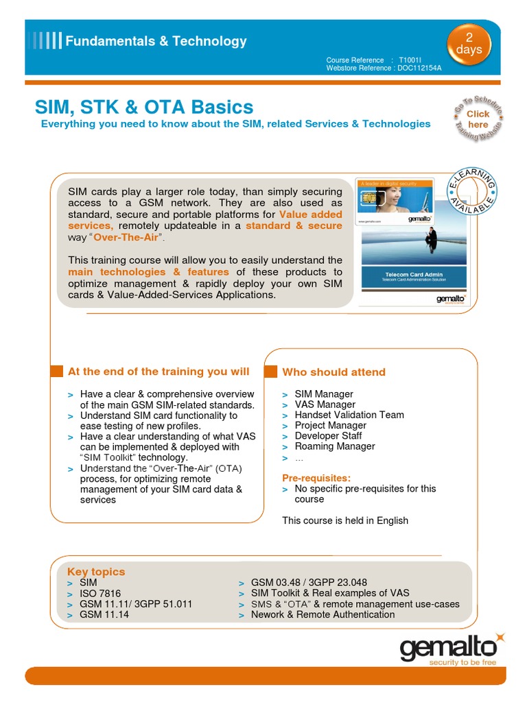 SIM STK OTA Basics T1001I PDF | PDF | Gsm | Telecommunications