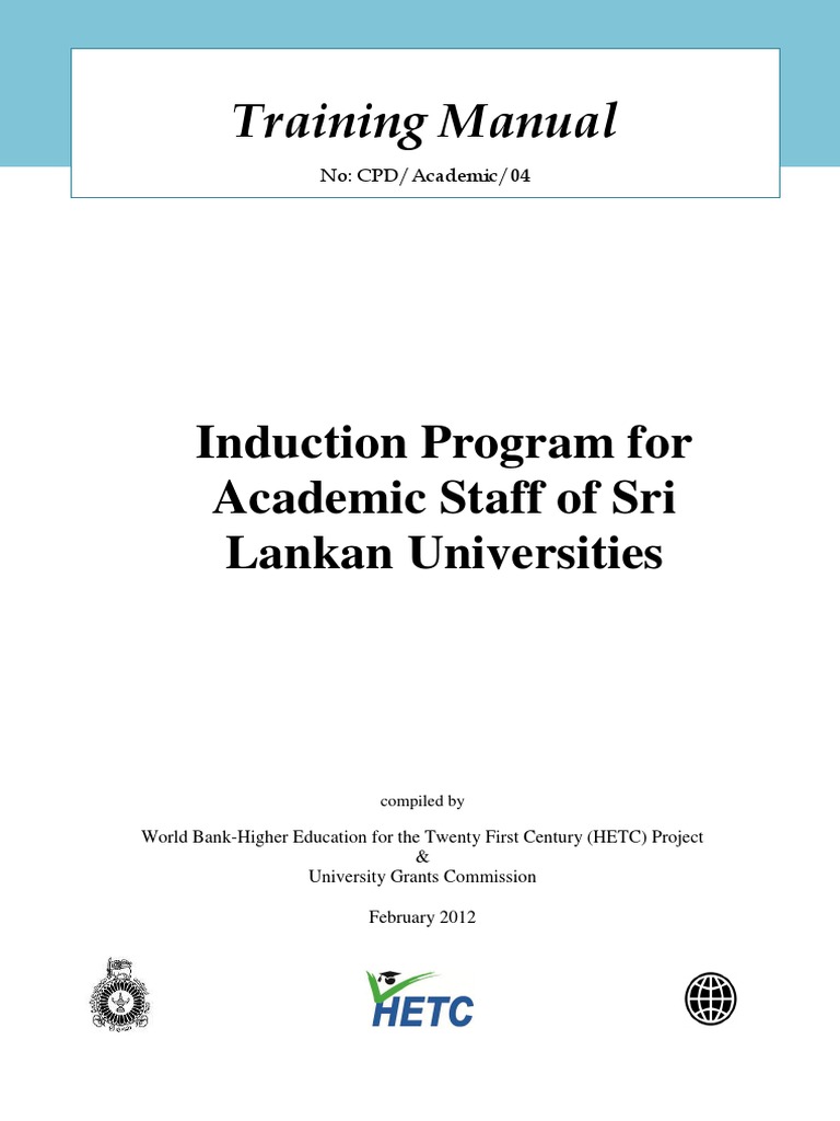 Induction Program Manual for Sri Lankan University Staff | PDF ...