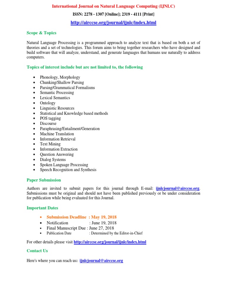 Scope & Topics: ISSN: 2278 - 1307 (Online) 2319 - 4111 (Print) | PDF