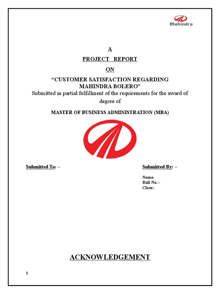Mahindra Bolero Customer Satisfaction Report | PDF | Automobiles ...
