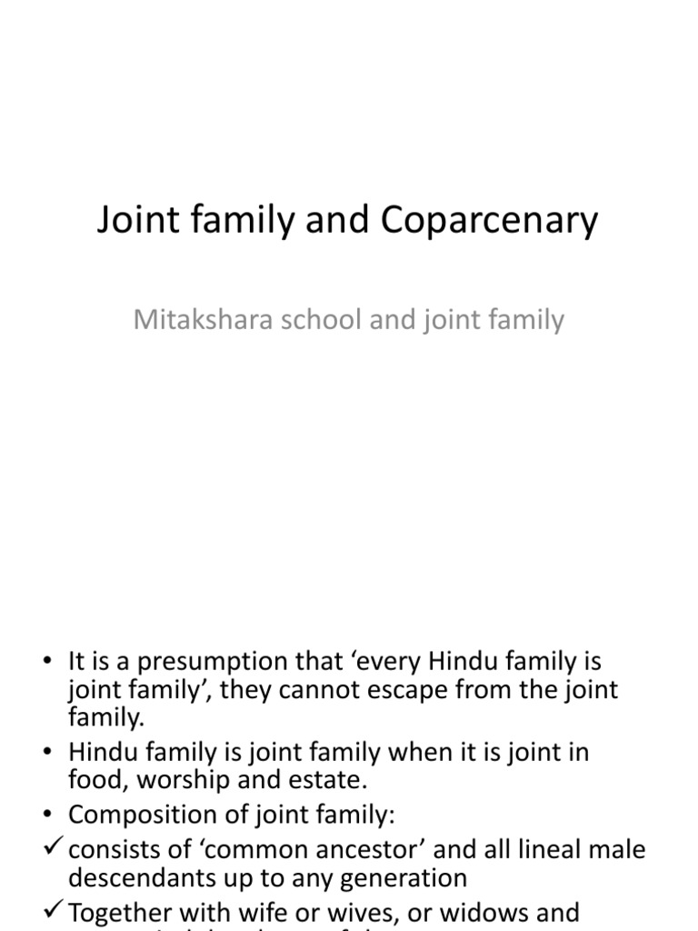 Understanding Joint Family and Coparcenary | PDF | Concurrent Estate ...