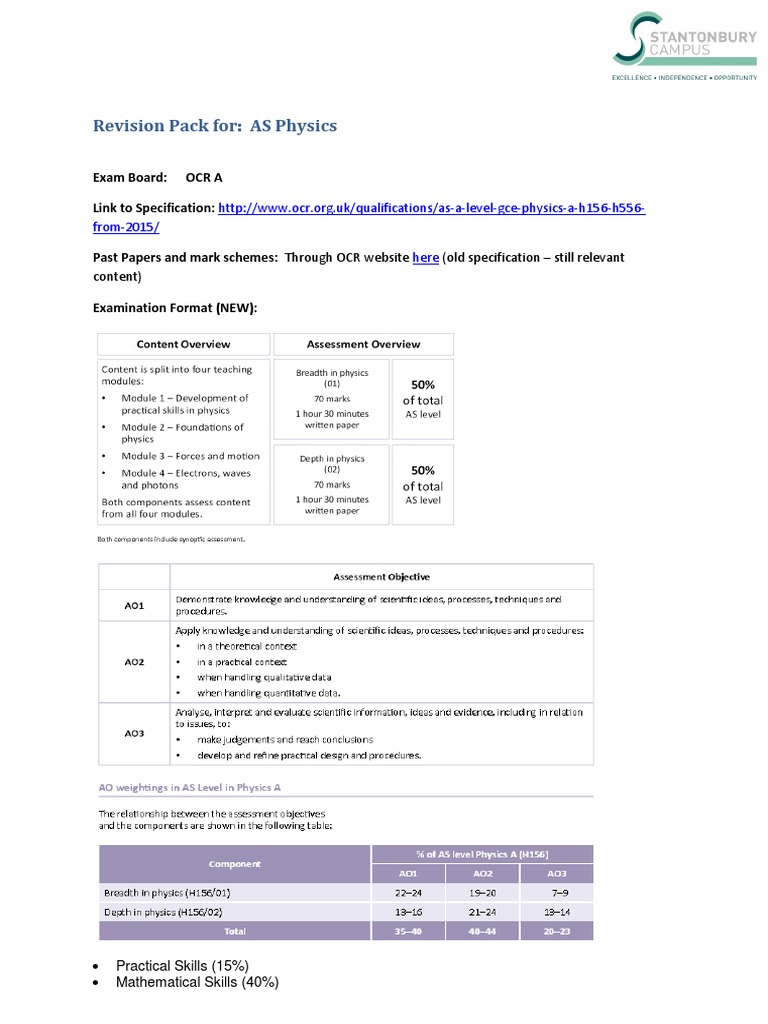 Physics Revision Booklet Year 12 | Download Free PDF | Test (Assessment ...