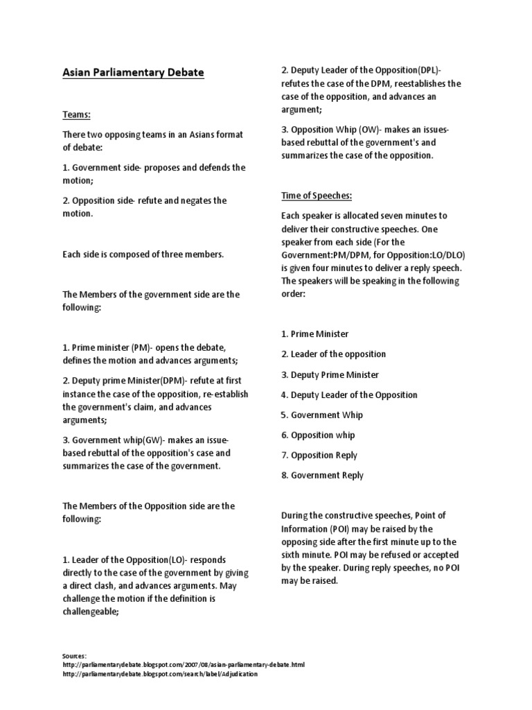 Asian Parliamentary Debate 101 | PDF | Law