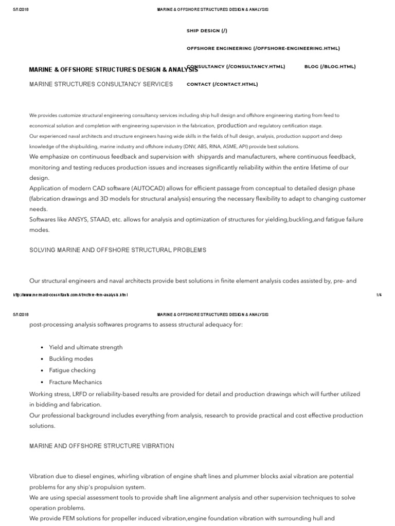 Marine & Offshore Structures Design & Analysis | PDF | Structural ...