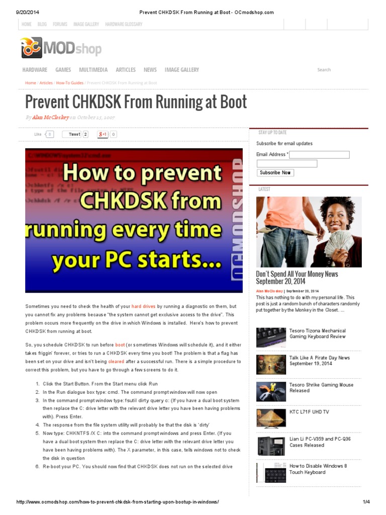 Stop CHKDSK at Windows Boot | PDF | Booting | Command Line Interface