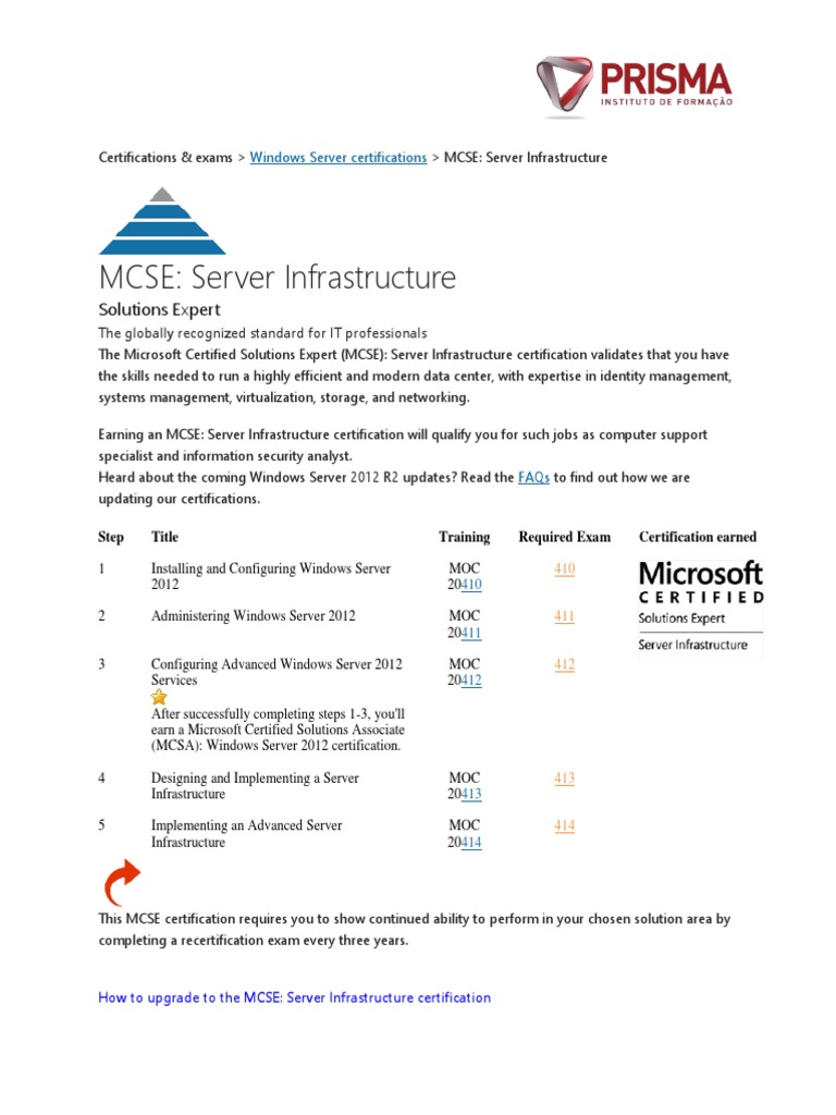 MCSE ServerInfrastructure | PDF | Microsoft Certified Professional | Server (Computing)