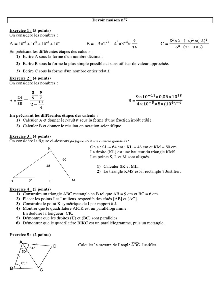 Devoir Maison Math 4Eme Nombres Relatifs – Ventana Blog