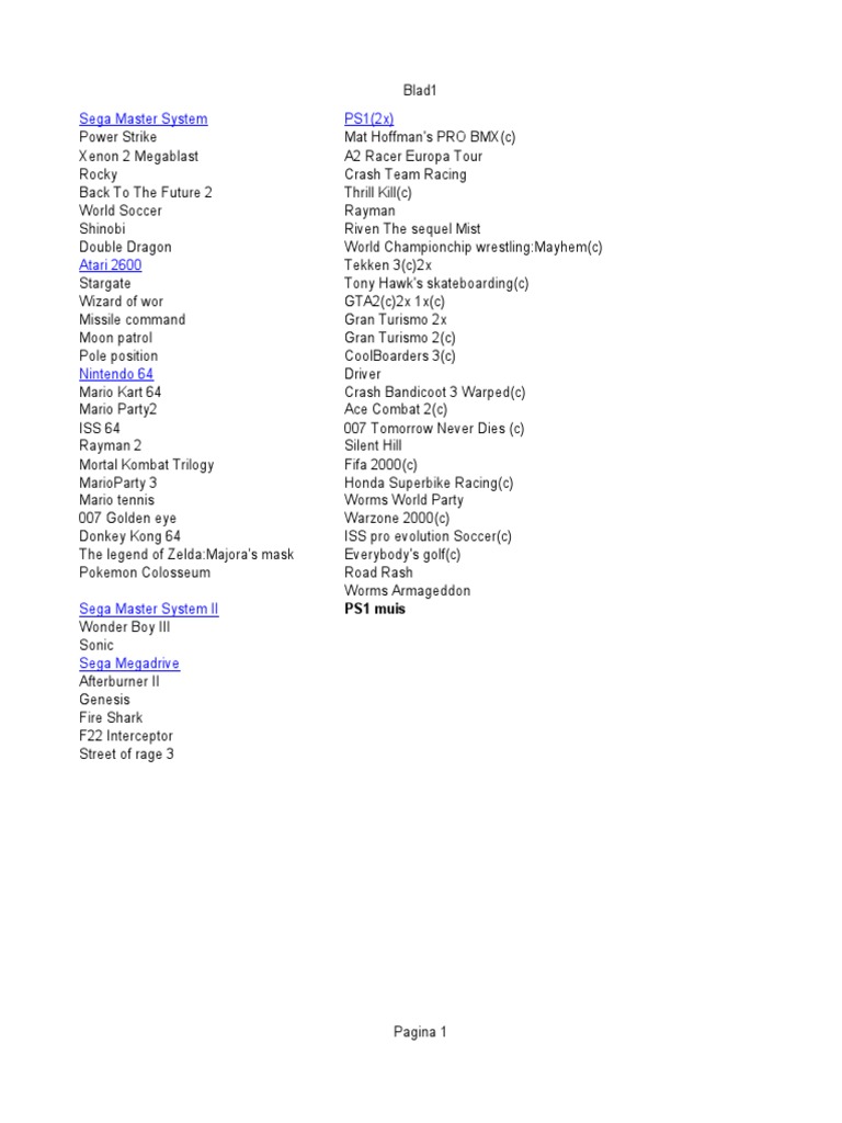 Classic Video Game Collection List | PDF | Video Games | Mario