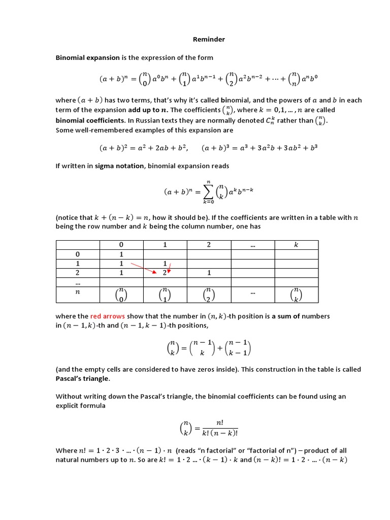 Binomial Expansion Reminder for IB Mathematics | Algebra | Mathematical ...