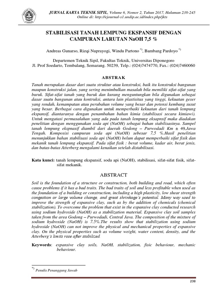 ID Stabilisasi Tanah Lempung Ekspansif Deng | PDF