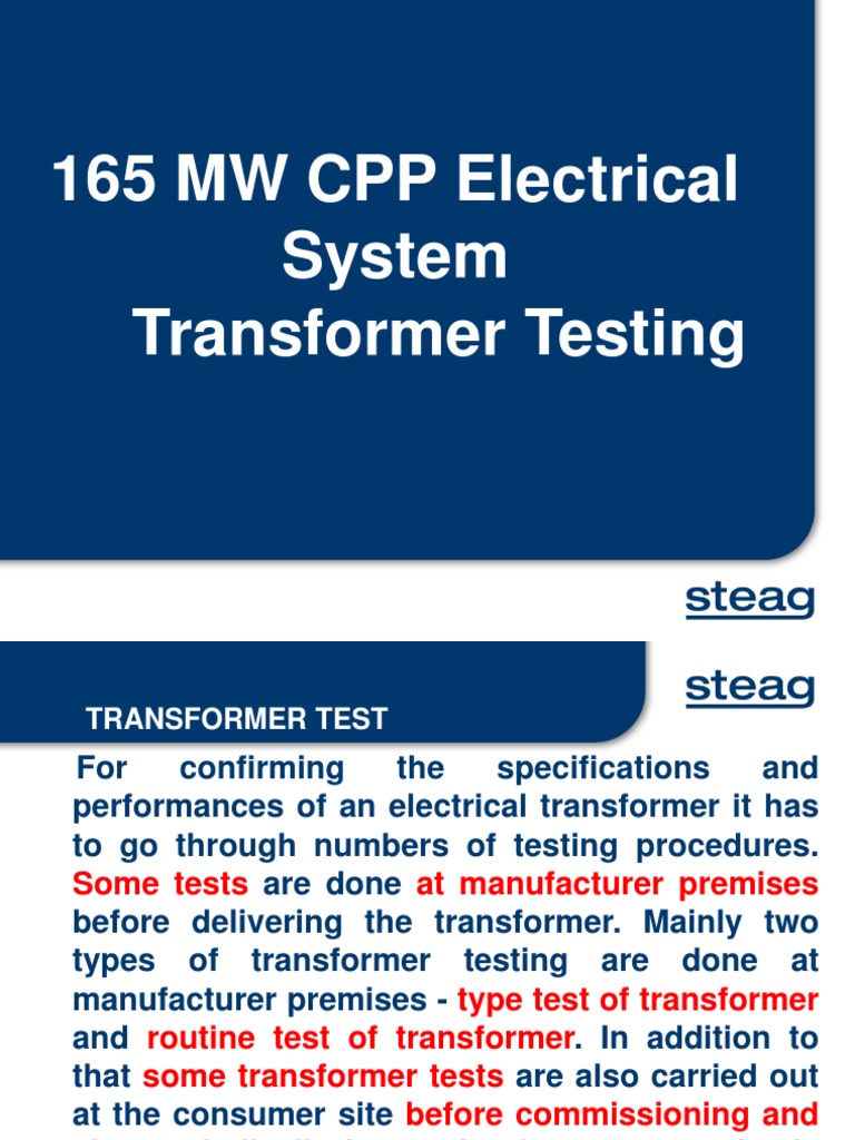 Transformer Testing Procedures Overview | PDF | Transformer ...
