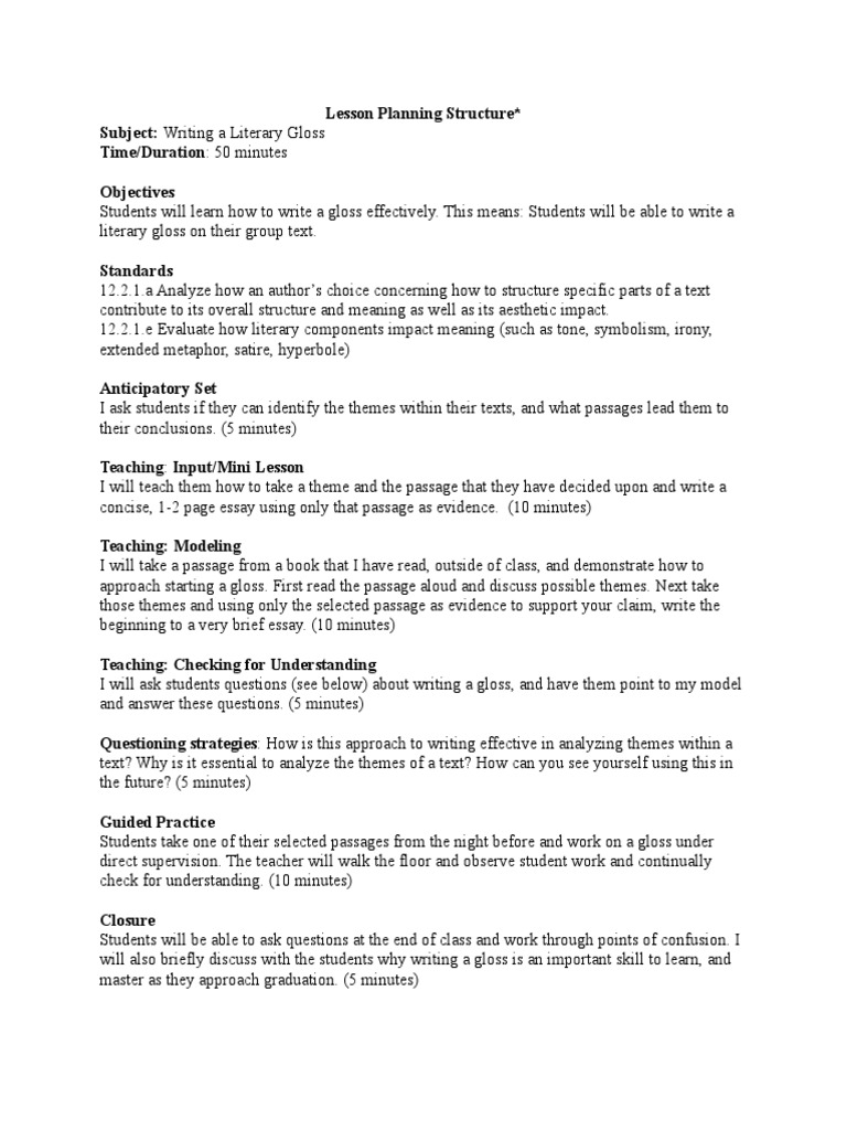 Madeline Hunter Lesson Plan Template | PDF | Essays | Lesson Plan