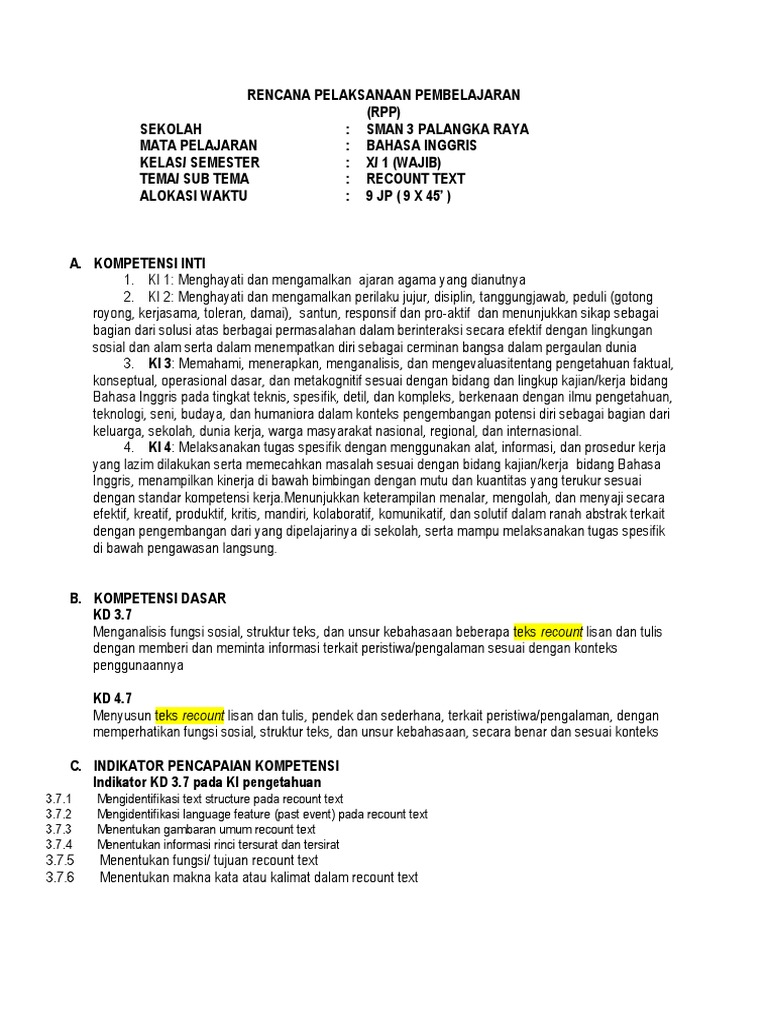 Recount Text RPP | PDF