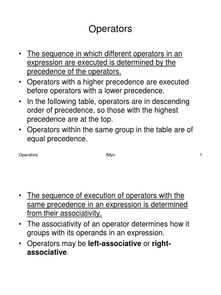 Operators | PDF | Computer Programming | Cognitive Science Operators | PDF | Computer Programming | Cognitive Science