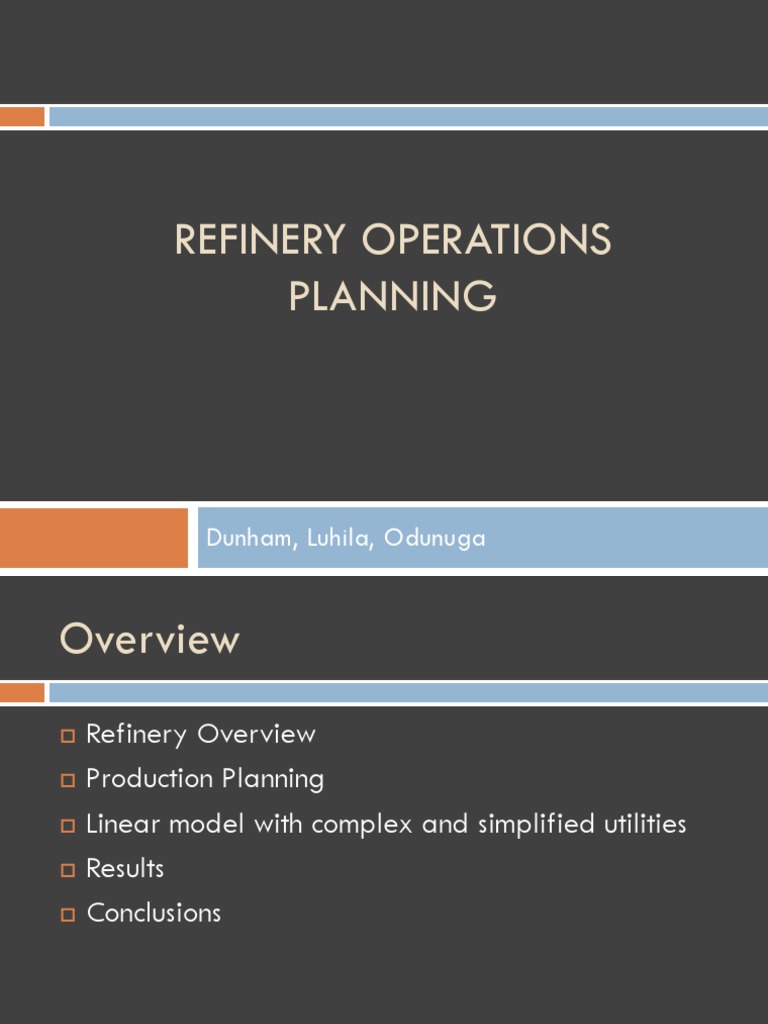 Refinery Operations Planning Final | PDF | Mathematical Optimization ...