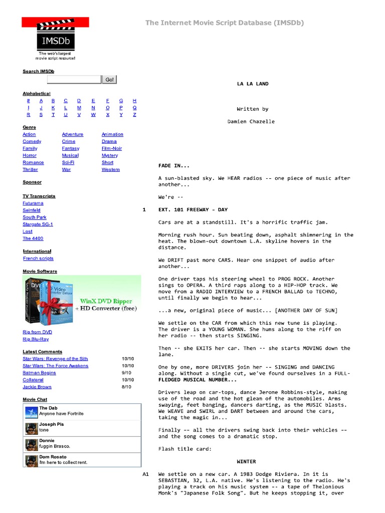 La La Land Script at IMSDb | PDF