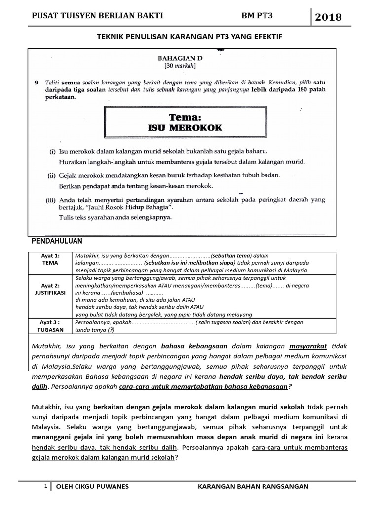 Teknik Penulisan Karangan Bm Pt3
