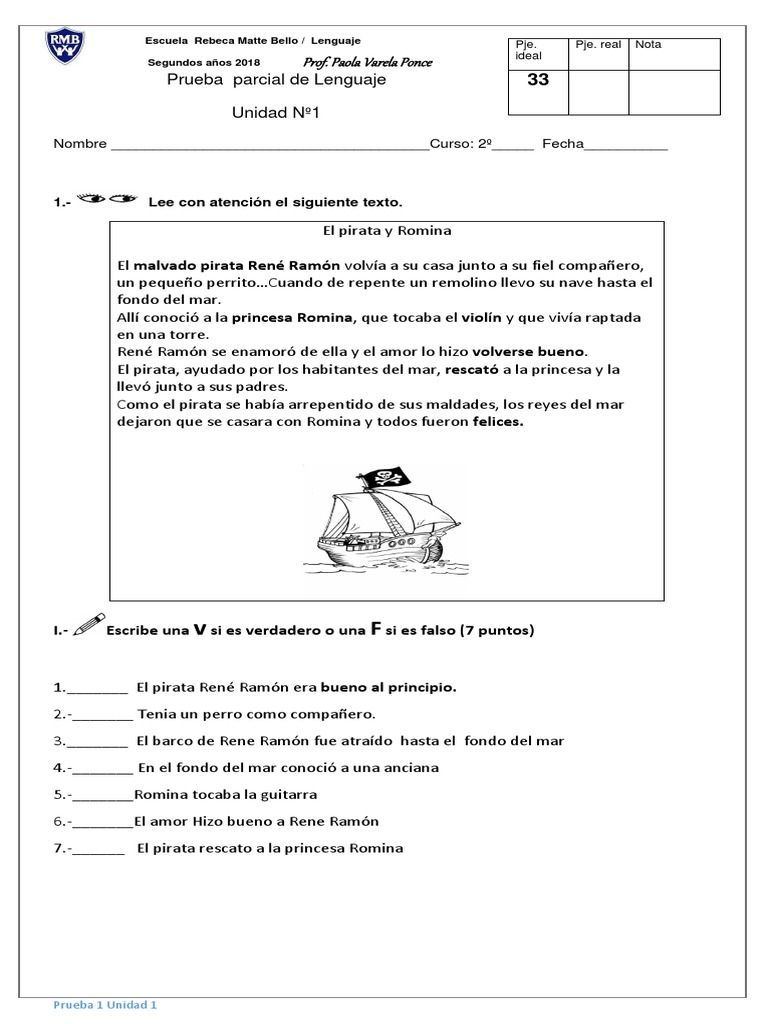 Pruebas de Lenguaje 2 Basico | PDF | Ocio