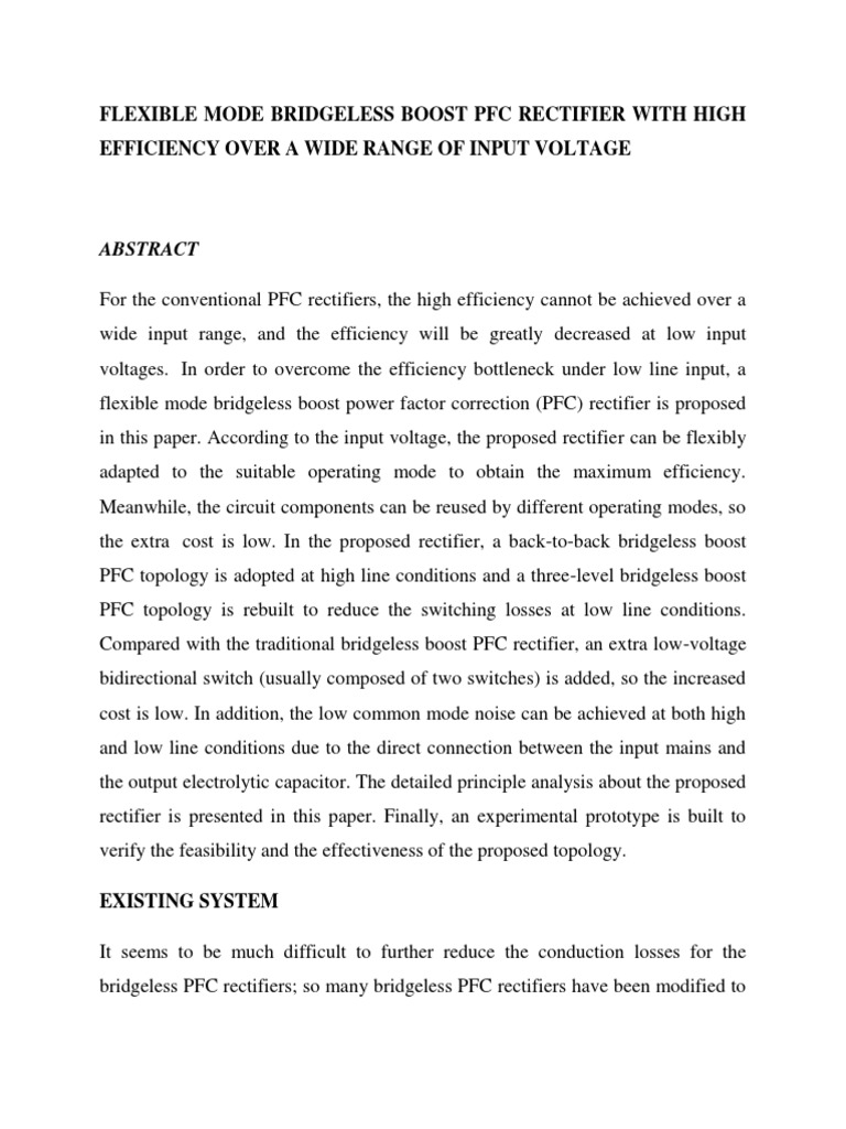 Flexible Mode Bridgeless Boost PFC Rectifier With High Efficiency Over ...