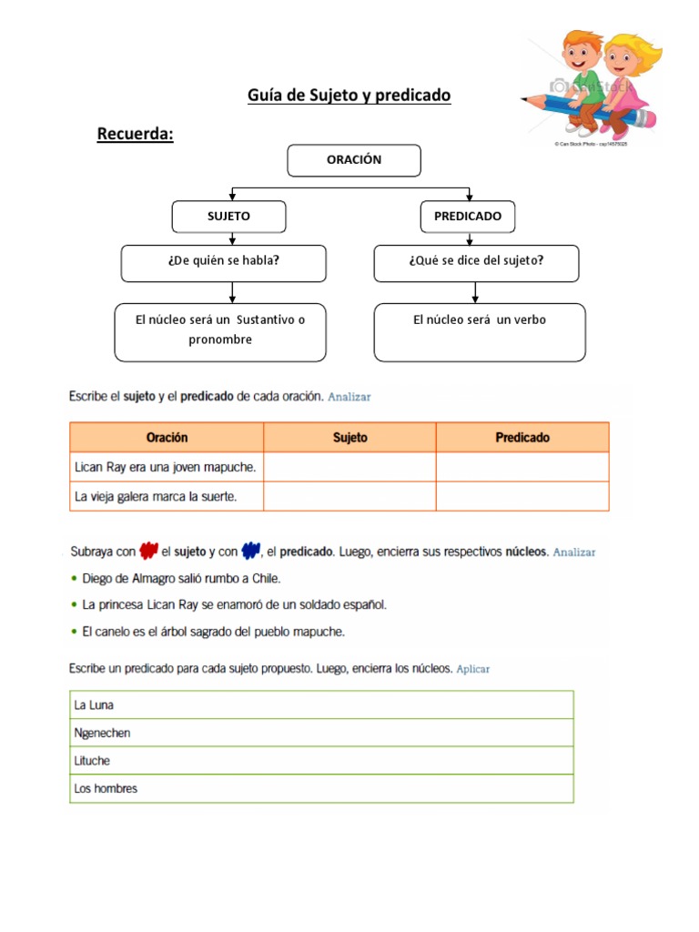 Guía de Sujeto y Predicado Cuarto | PDF